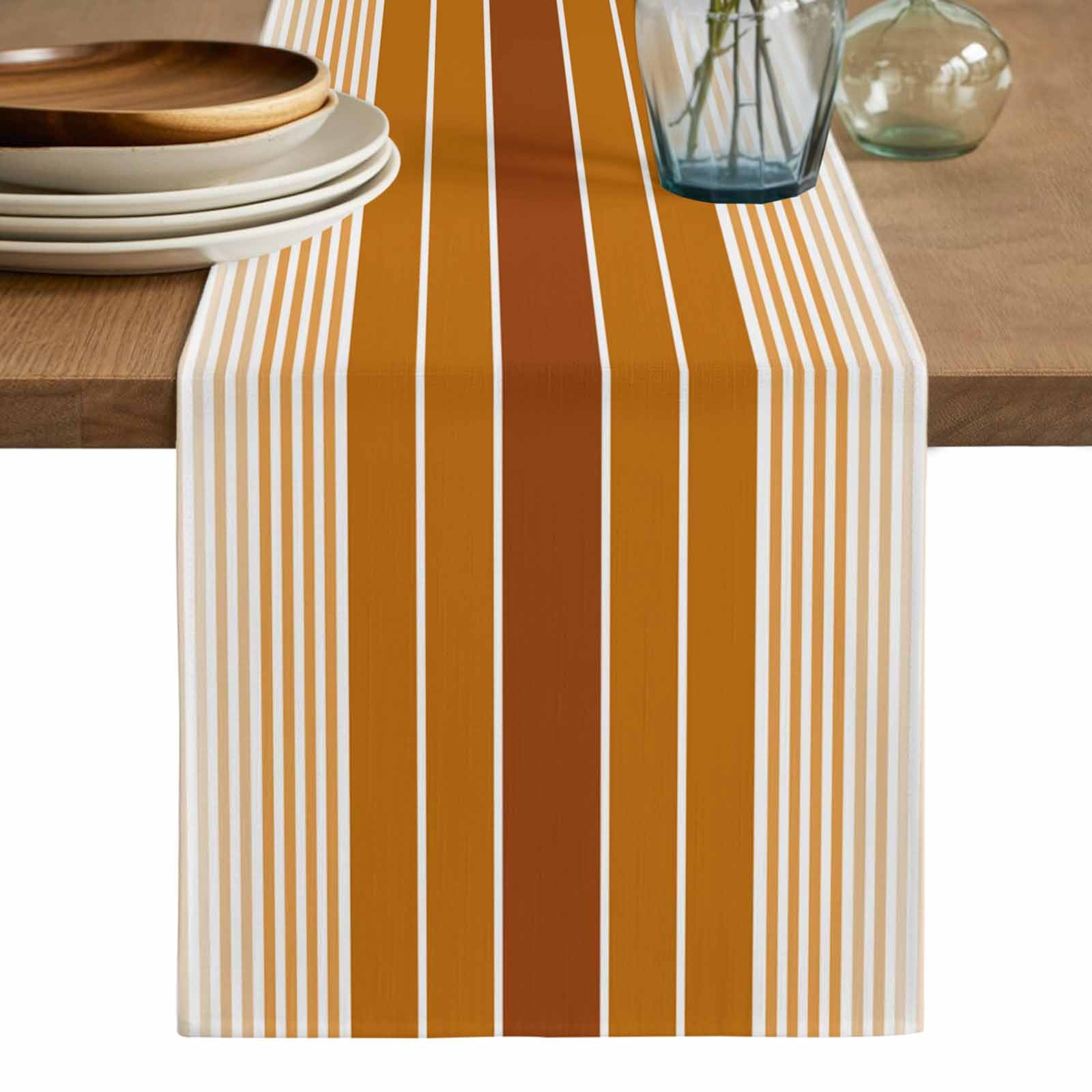 Burnt Orange Ombre Stripe Table Runner, Farmhouse Striped Gradient ...
