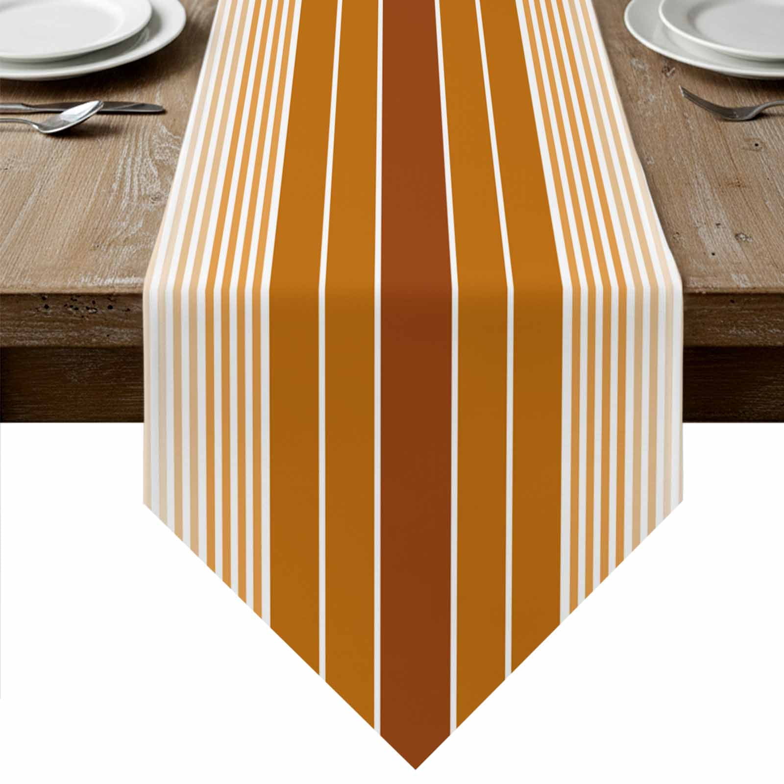 Burnt Orange Ombre Stripe Table Runner Linen Burlap Table Runner 120 ...