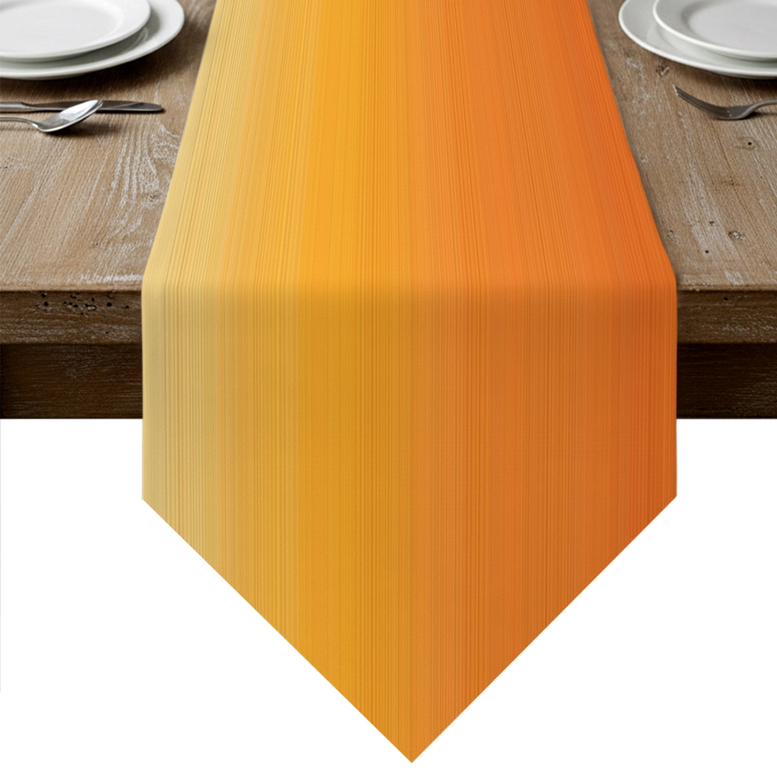 Burnt Orange Ombre Striped Table Runner Linen Burlap Table Runner 108 ...