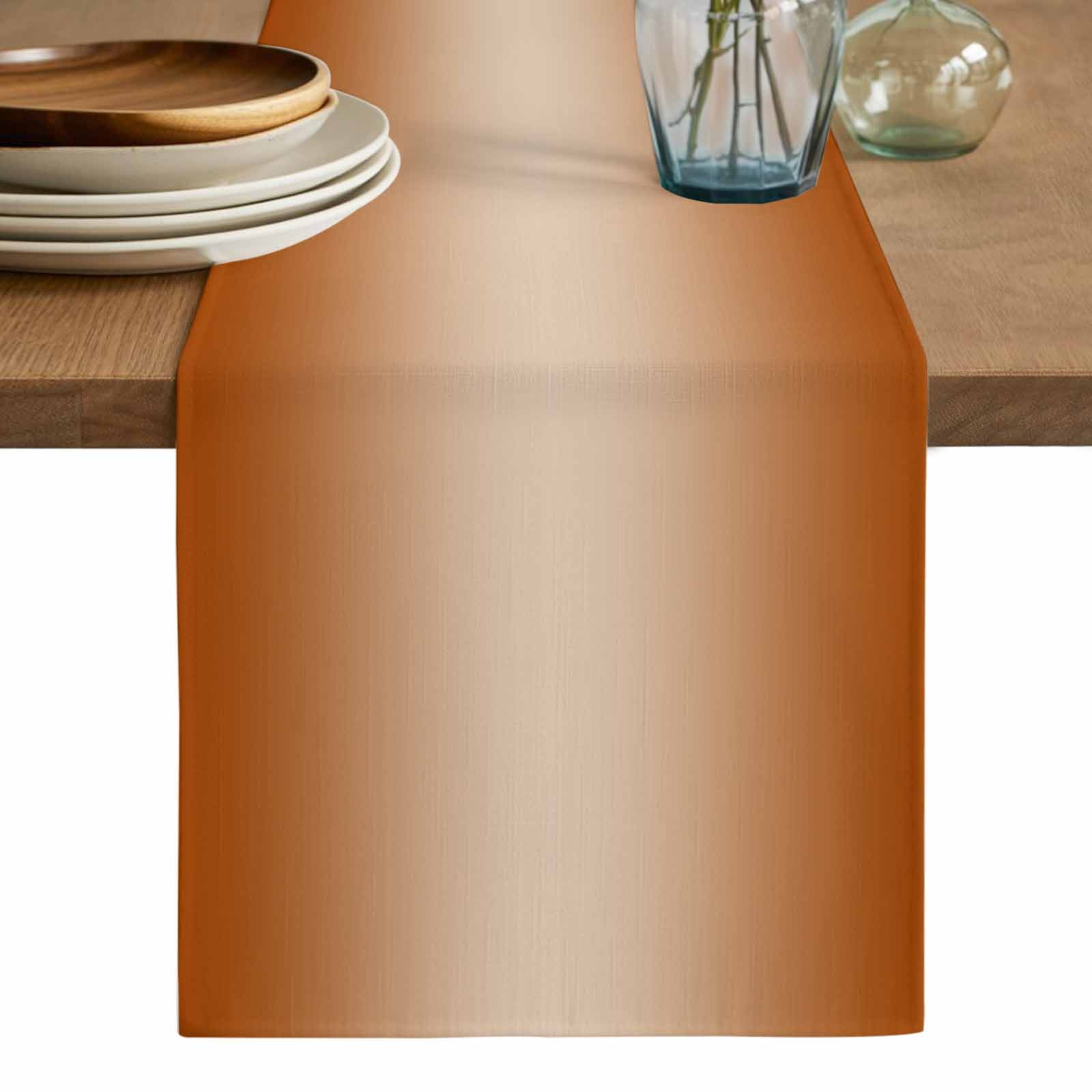 Burnt Orange Ombre Table Runner, Modern Gradient Abstract Art Washable ...