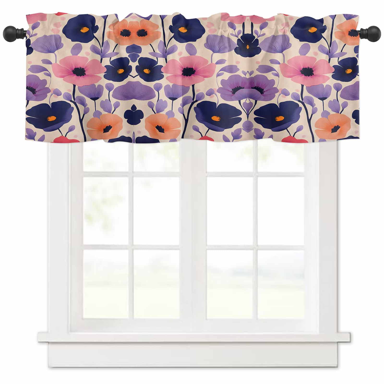 Burnt Orange Ombre Valances for Windows Farmhouse Kitchen Curtains ...