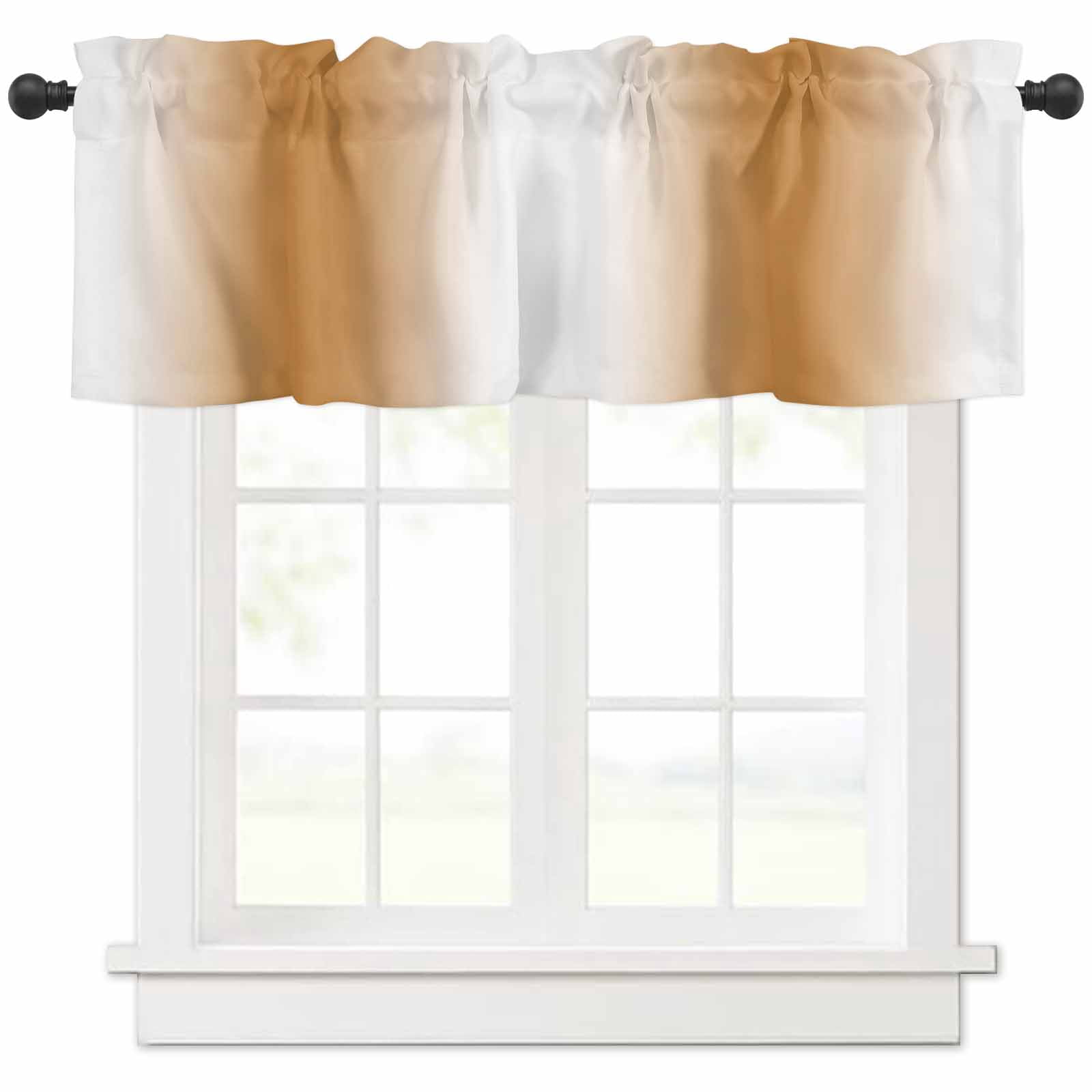 Burnt Orange Ombre Valances for Windows Farmhouse Kitchen Curtains ...