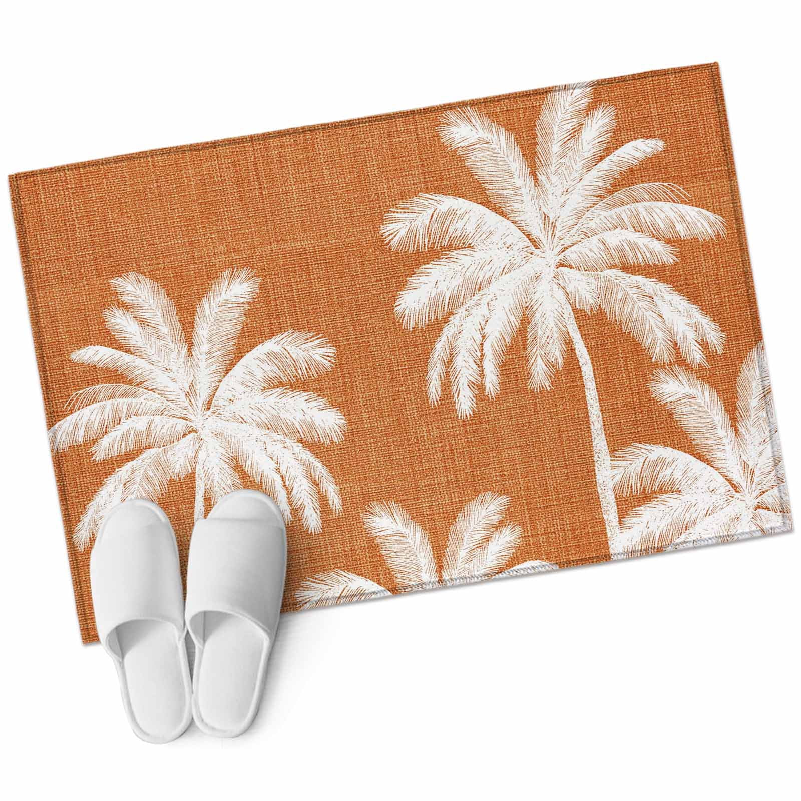 Burnt Orange Palm Trees Bathroom Rug Washable 2x3 Entryway Rug Non Slip ...