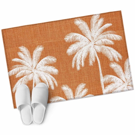 Burnt Orange Palm Trees Bathroom Rug Washable 2x3 Entryway Rug Non Slip ...