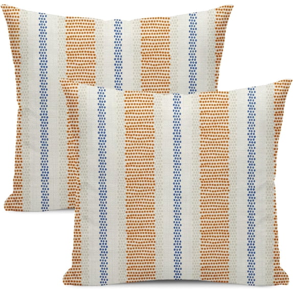 Burnt Orange Pillow Covers 18x18 Inch 2 Pcs Boho Navy Blue Polka Dots ...