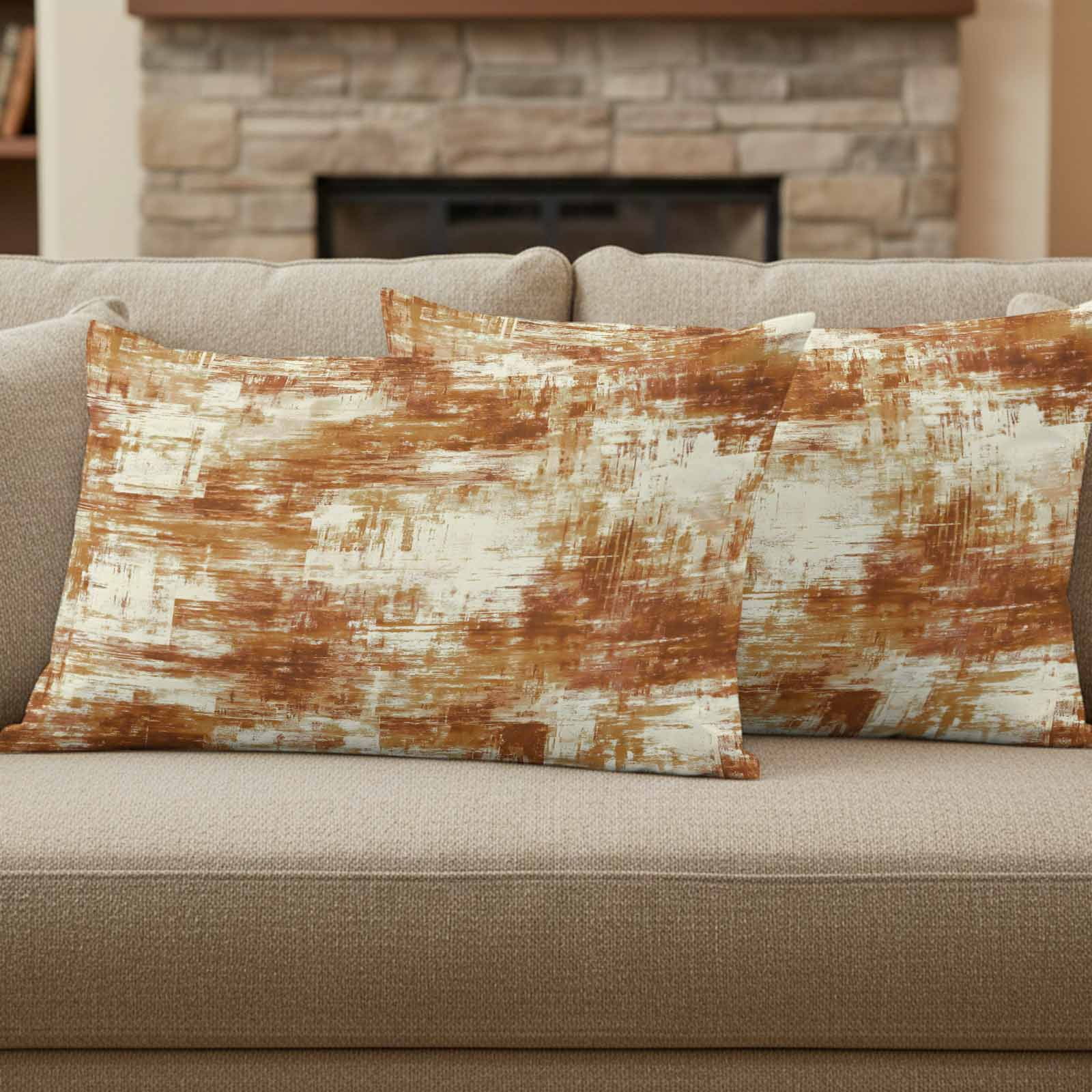 Burnt Orange Pillow Covers Set of 2, Modern Abstract Gradient Orange ...