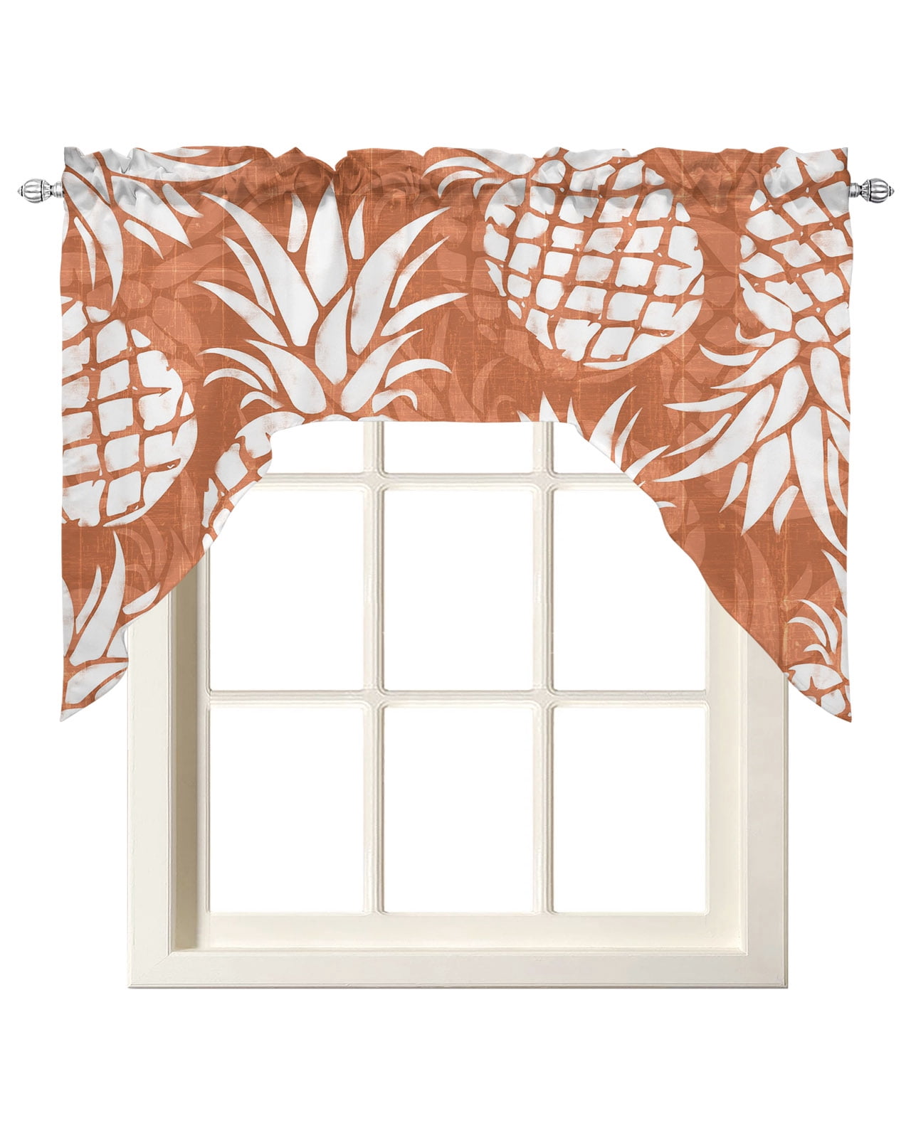 Burnt Orange Pineapple Swag Curtains for Kitchen Tropical Summer ...