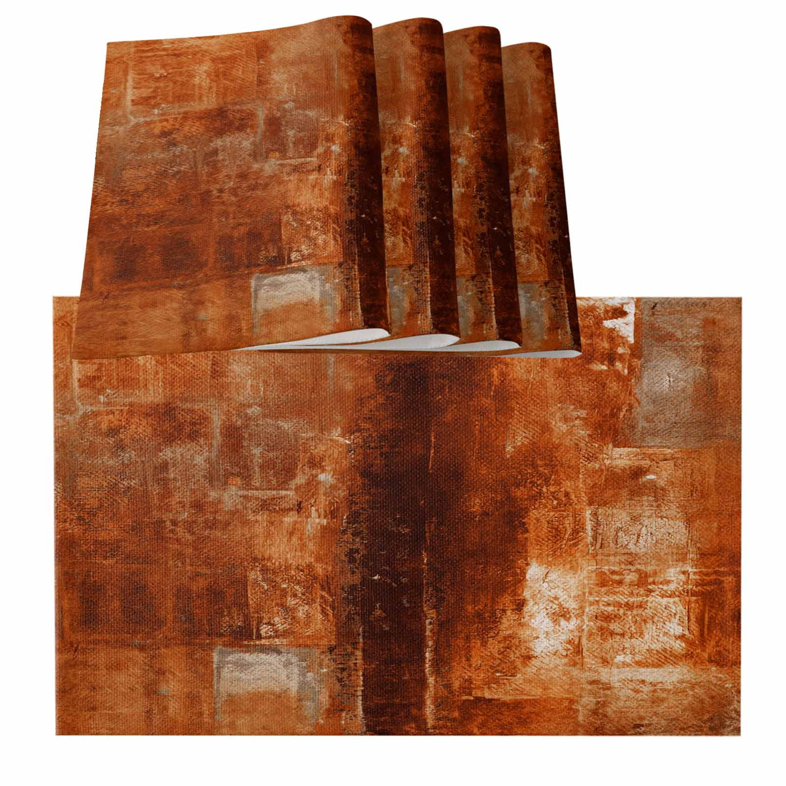 Burnt Orange Placemats for Dinning Table Set of 6,Retro Oil Painting ...
