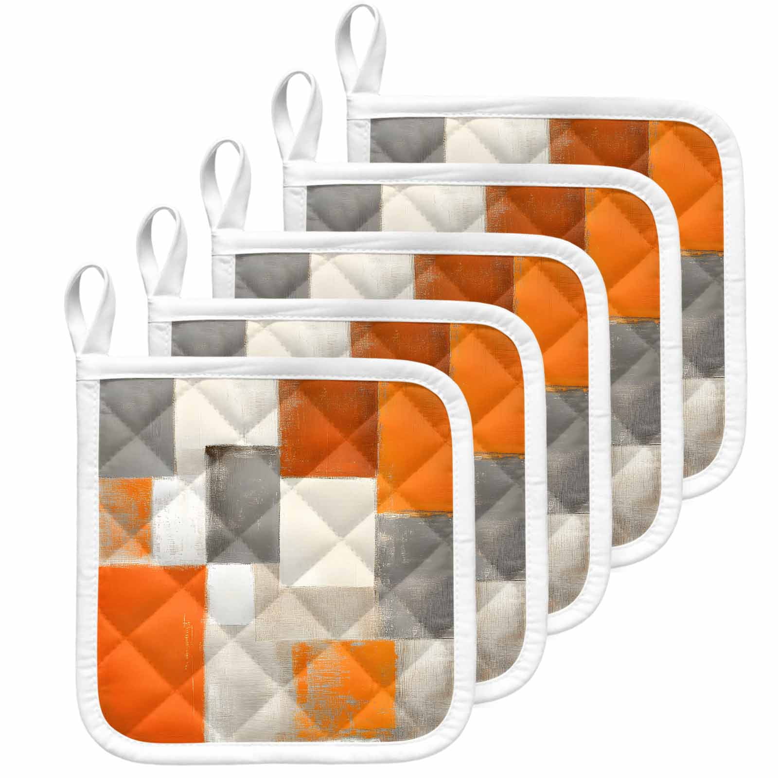 Burnt Orange Pot Holders for Kitchen Heatproof Potholder, 5 Pack Grey ...