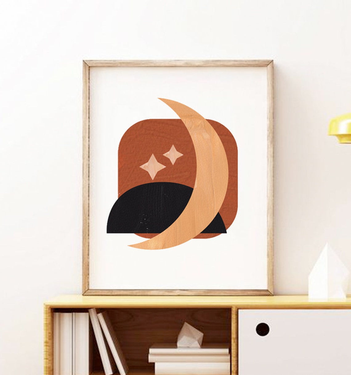 Burnt Orange Print, Moon Print, Mid Century Modern Art, Abstract Wall ...