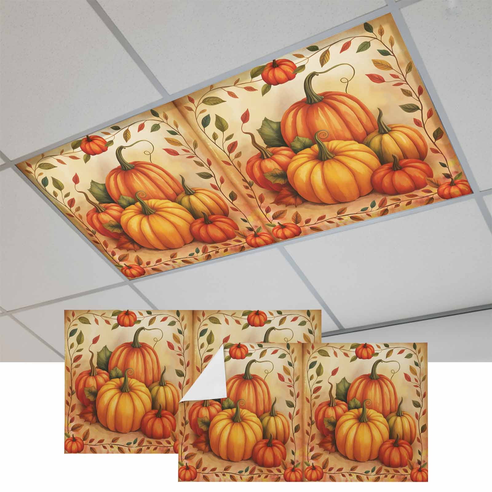 Burnt Orange Pumpkins Fall Fluorescent Light Covers, Thanksgiving ...