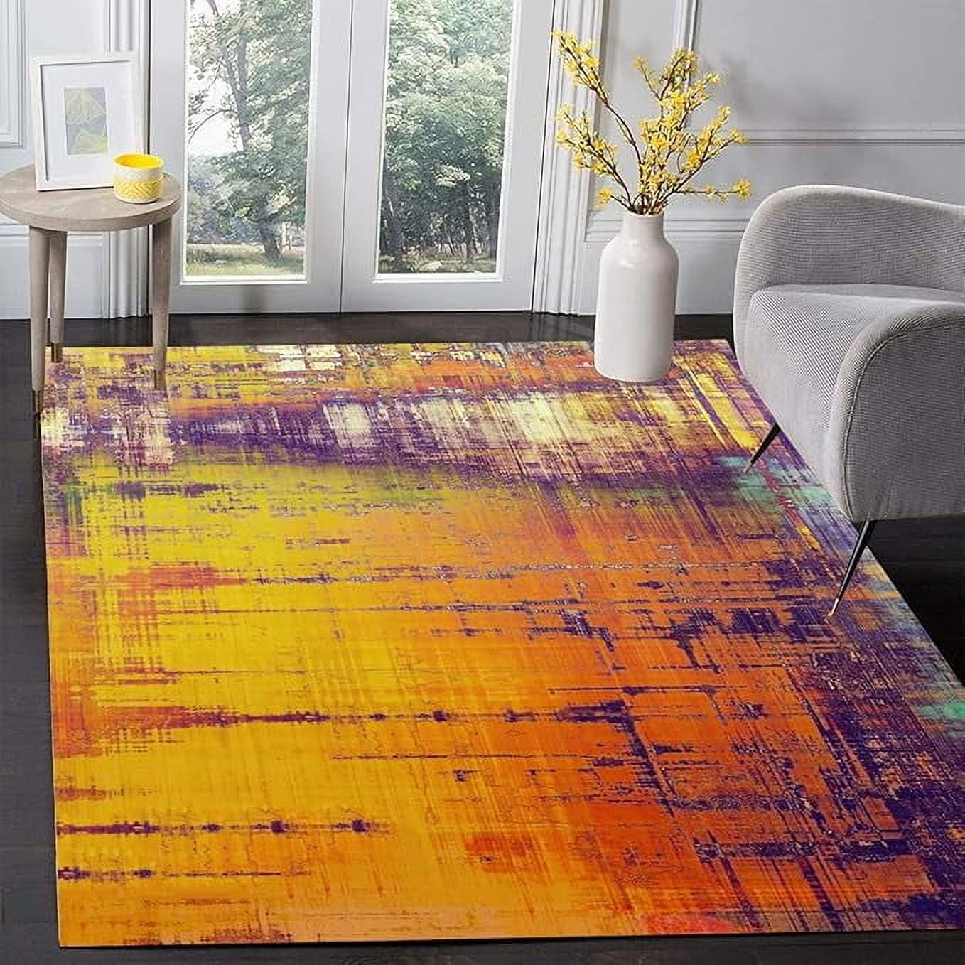 Burnt Orange Purple Abstract Vintage Area Rugs Modern Art Decor Rug For ...