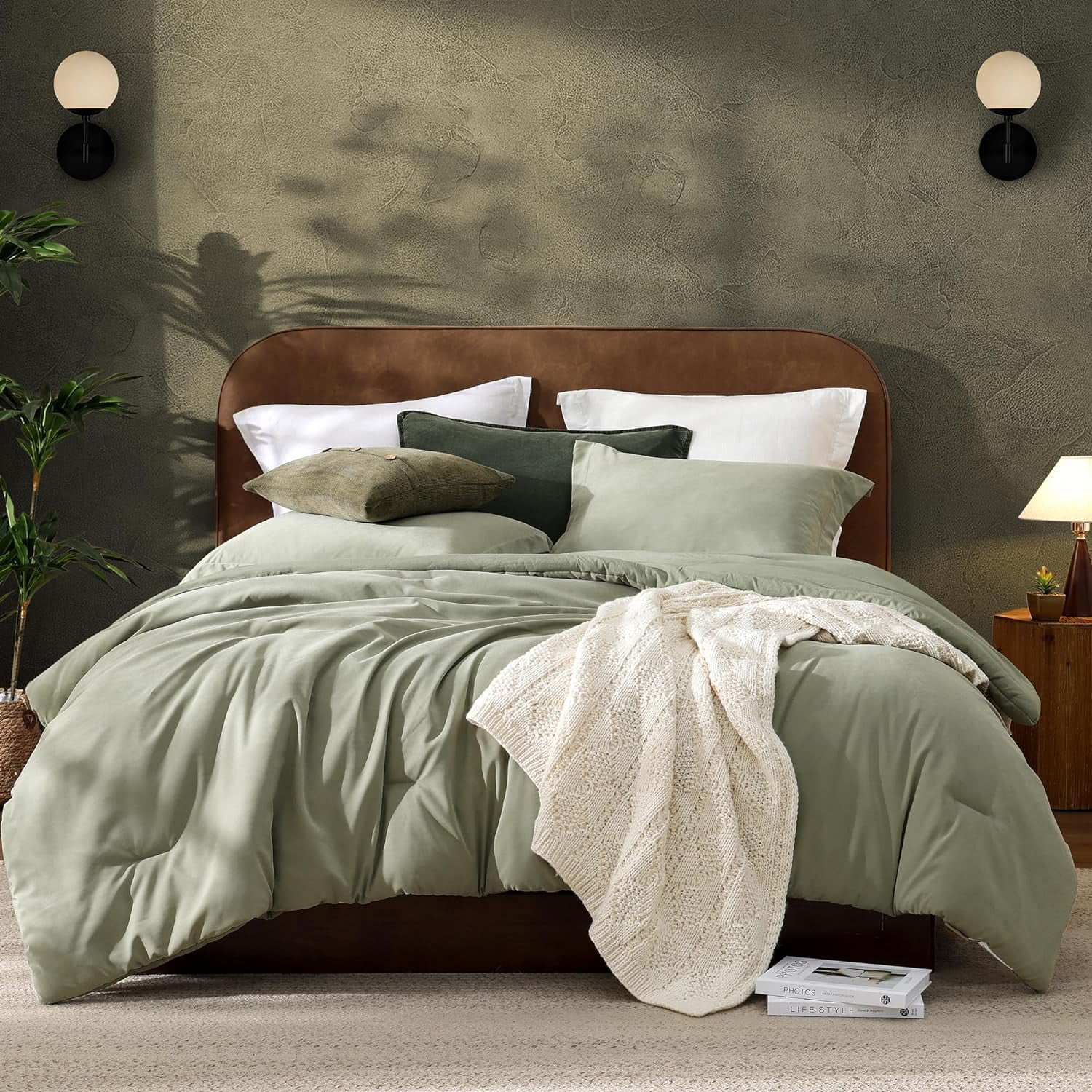 Burnt Orange Queen Size Comforter Sets, 3 Pieces Microsuede-Like ...