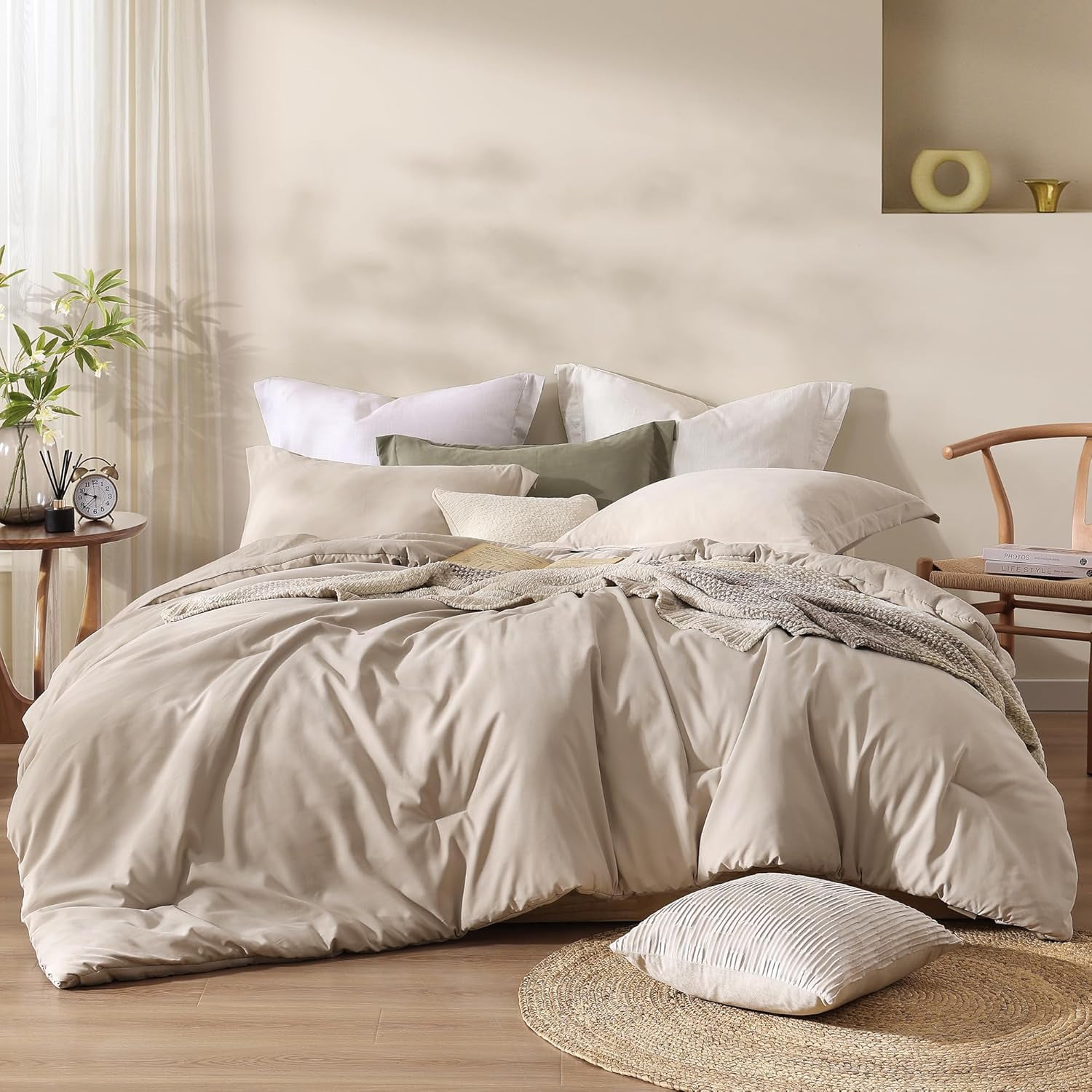 Burnt Orange Queen Size Comforter Sets, 3 Pieces Microsuede-Like ...
