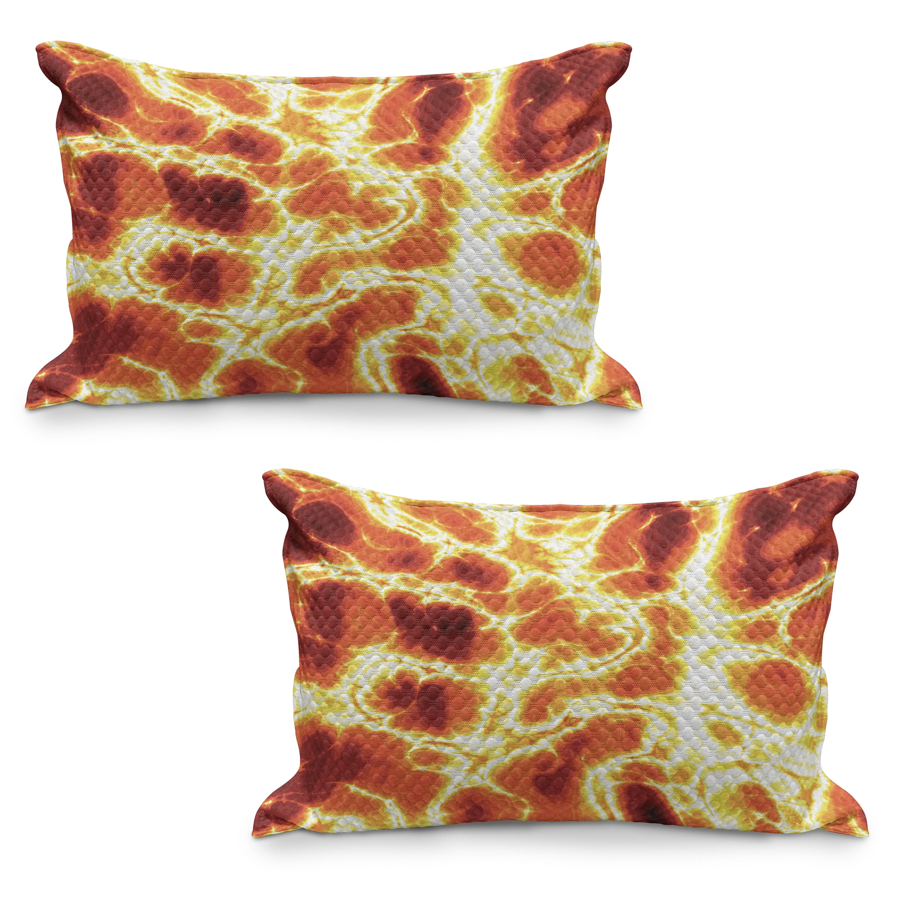 Burnt Orange Quilted Pillowcover Set of 2, Hot Lava Texture Bursting ...