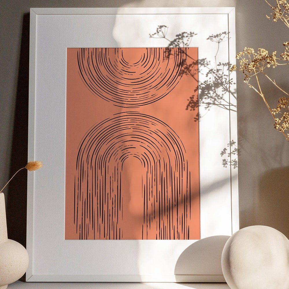 Burnt Orange Rainbow Print, Boho Style Room Decor, Orange Wall Art Boho ...