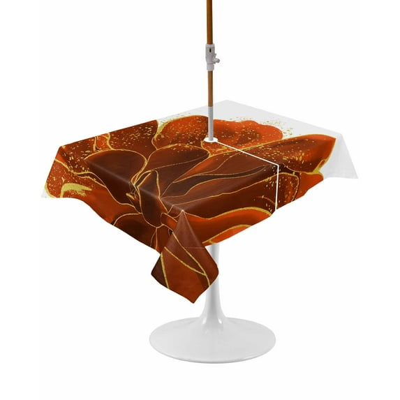 Burnt Orange Rectangle Outdoor Tablecloth, Waterproof Table Cloth Cover ...