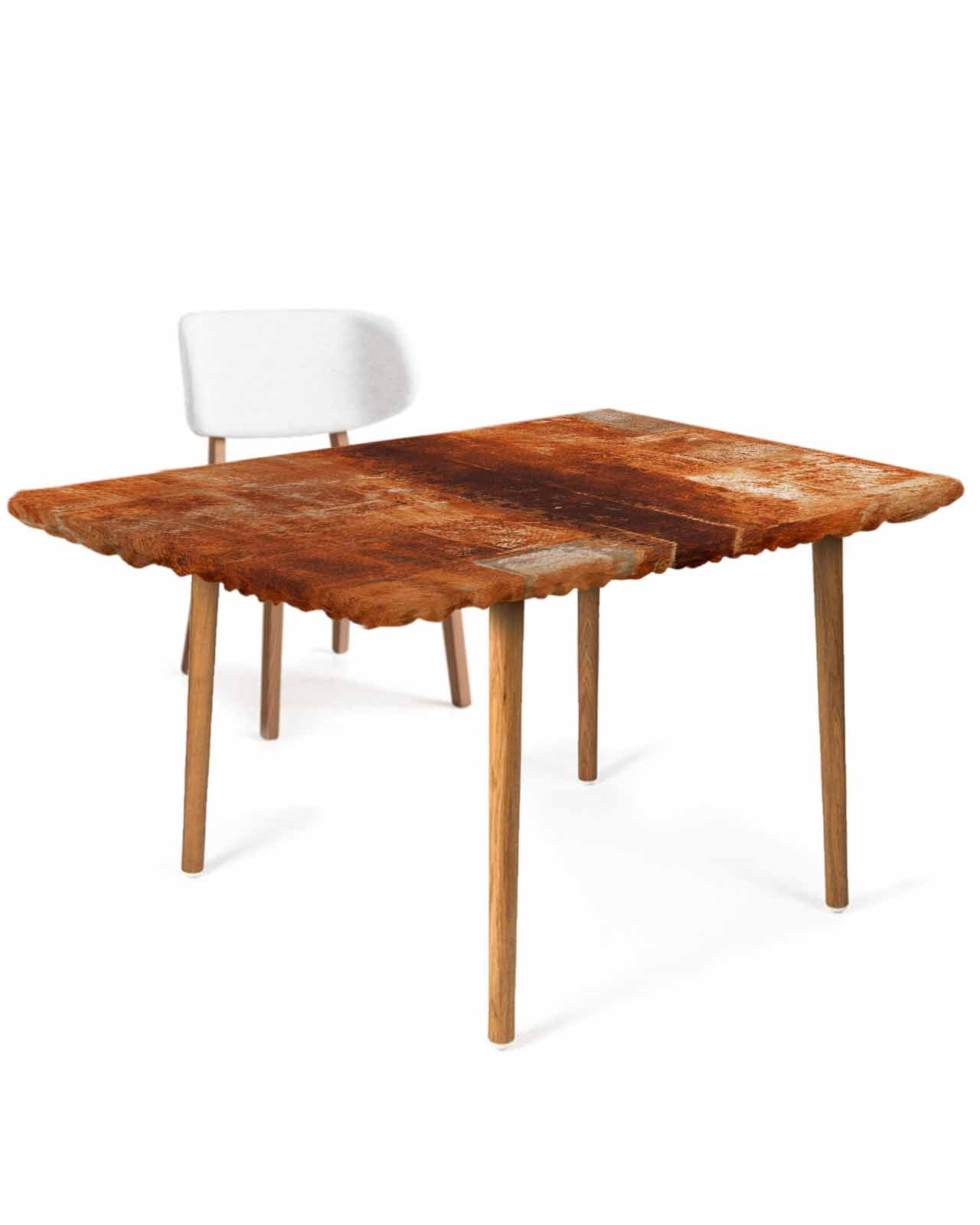 Burnt Orange Rectangle Tablecloth, Waterproof Elastic Fitted Table ...
