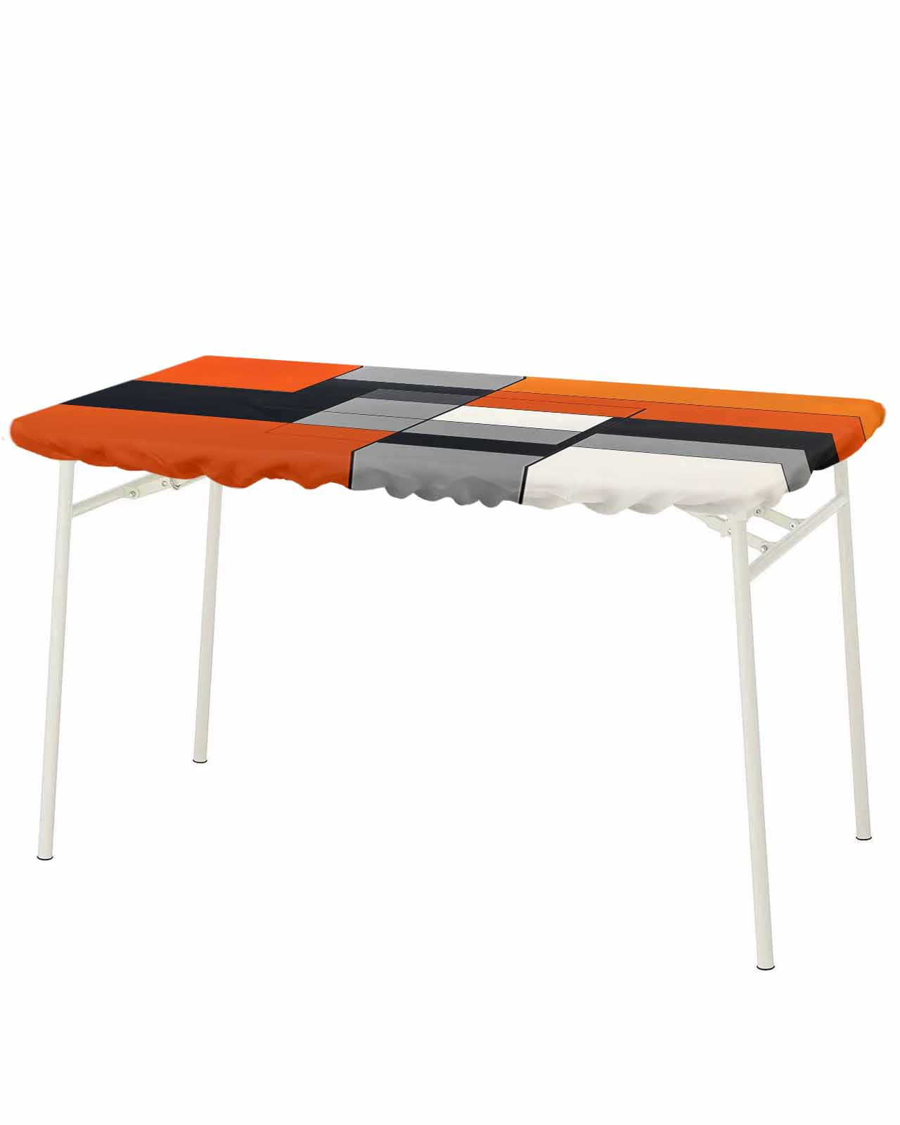 Burnt Orange Rectangle Tablecloth, Waterproof Elastic Fitted Table ...