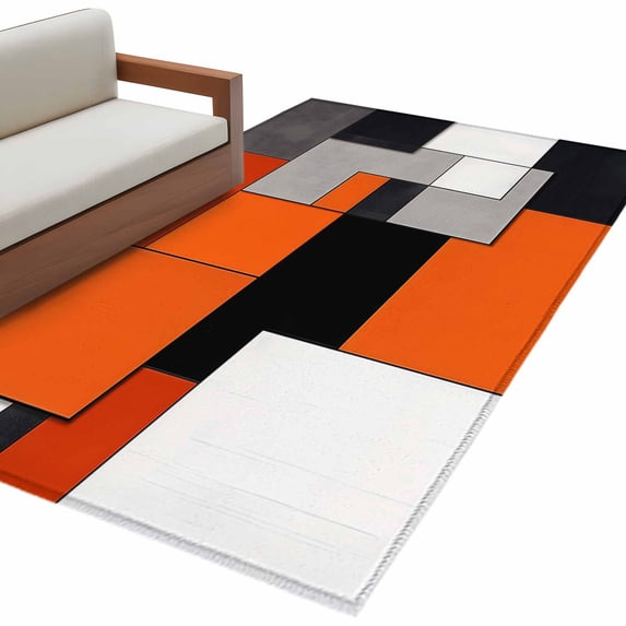 Burnt Orange Red Black Large Area Rugs for Bedroom Living Room, Soft ...