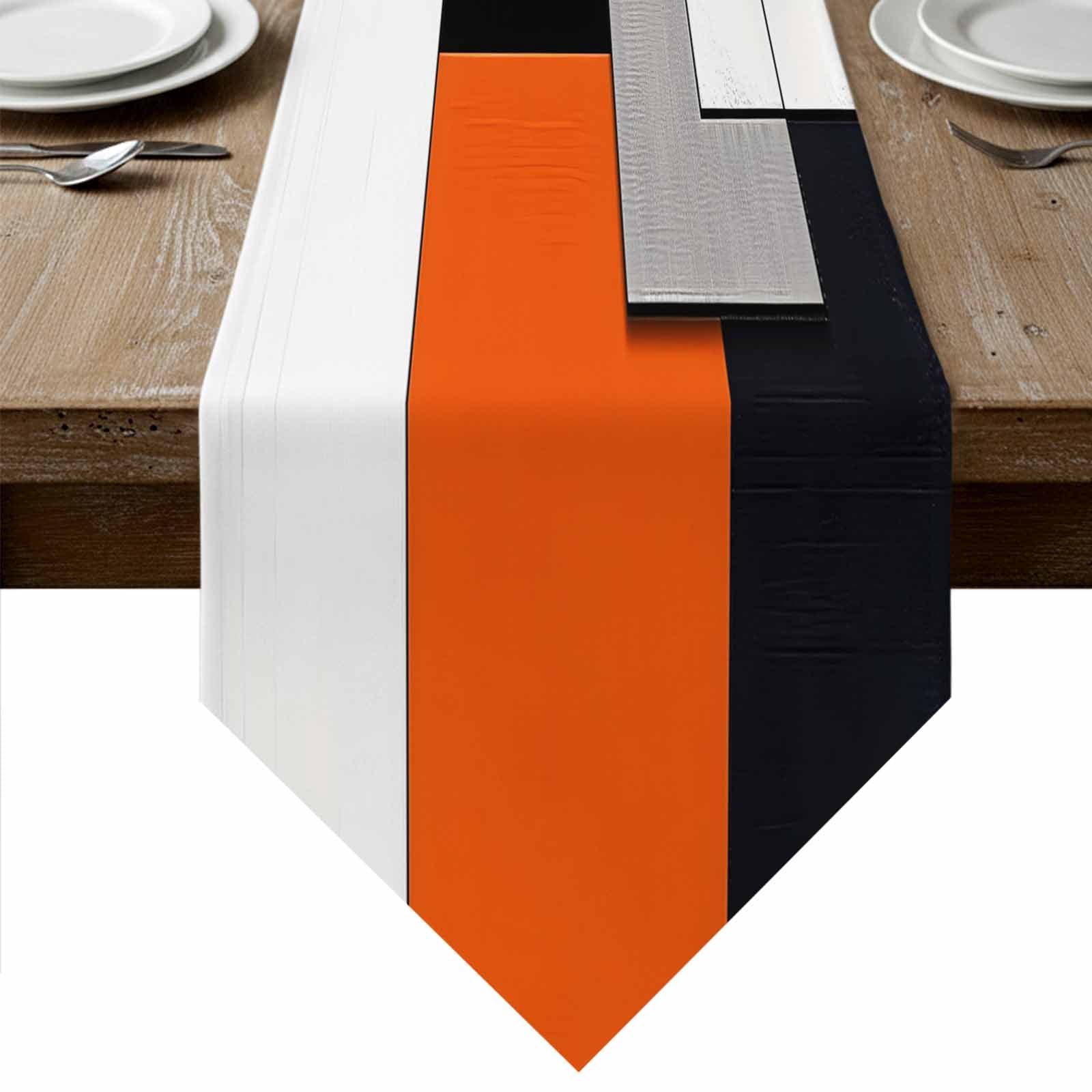 Burnt Orange Red Black Table Runner Linen Burlap Table Runner 48 Inches ...