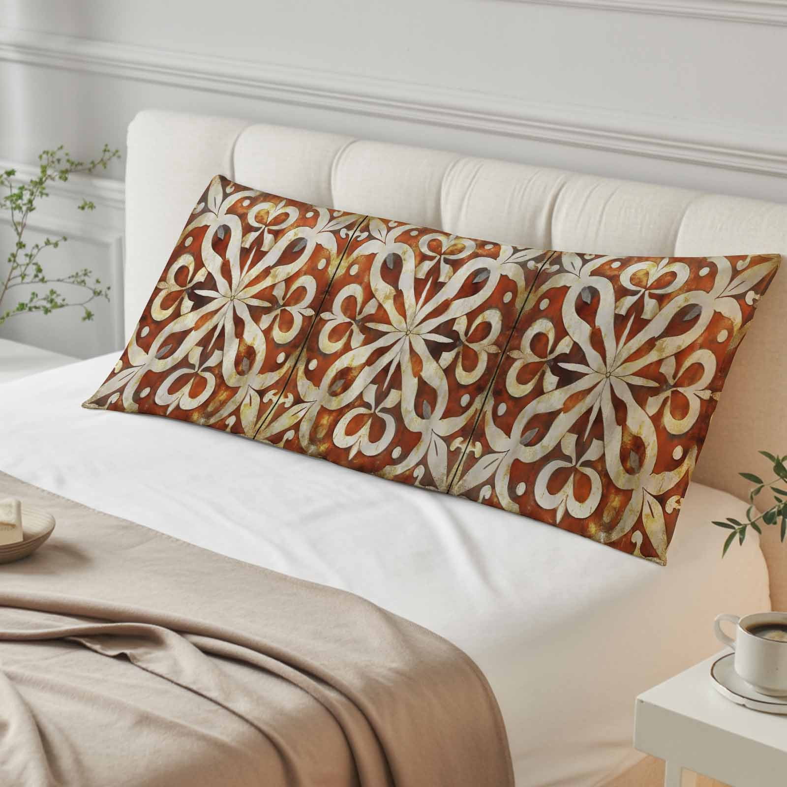 Burnt Orange Retro Body Pillow Cover, Pillowcase Protectors with Zipper ...