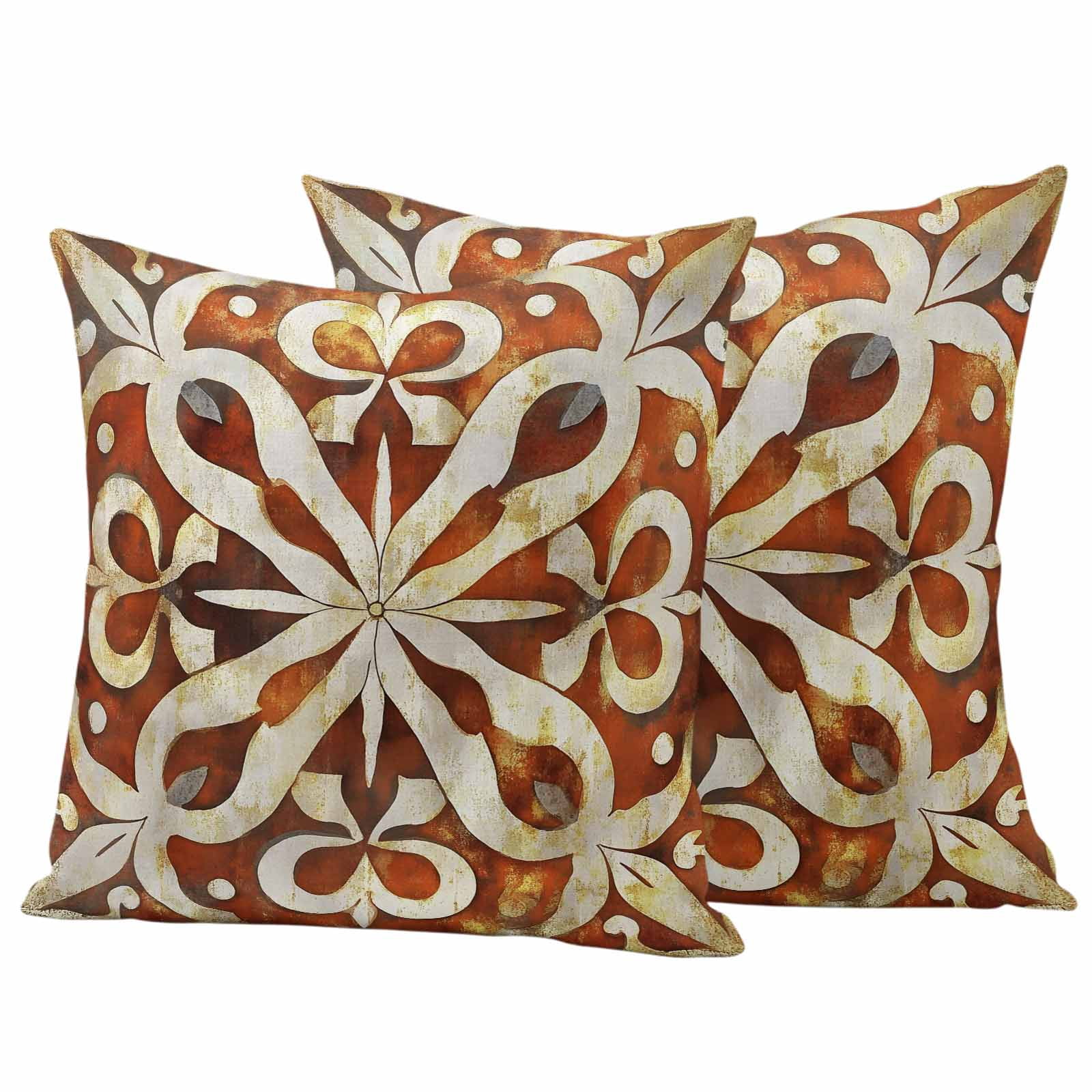 Burnt Orange Retro Outdoor Pillow Covers 20"x20" Set of 2,Waterproof ...