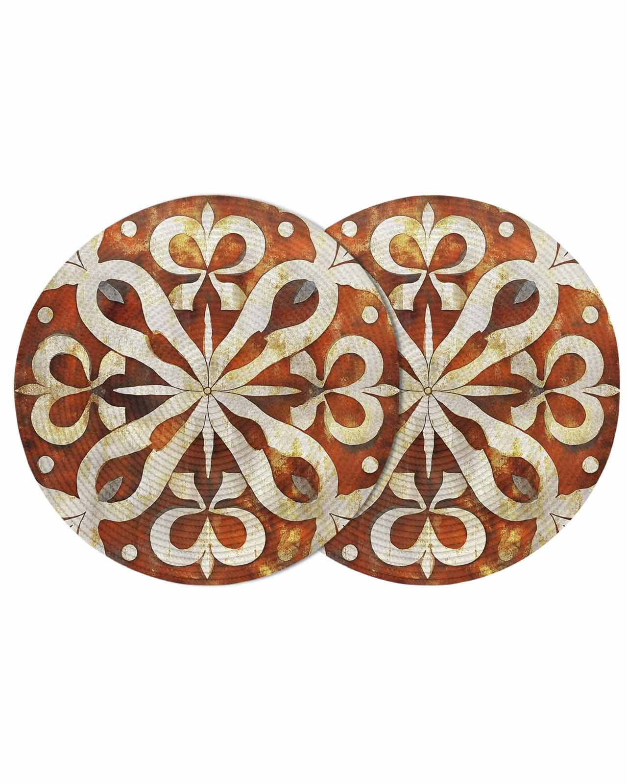 Burnt Orange Retro Round Placemats Set of 2 for Dinning Tables,Heat ...