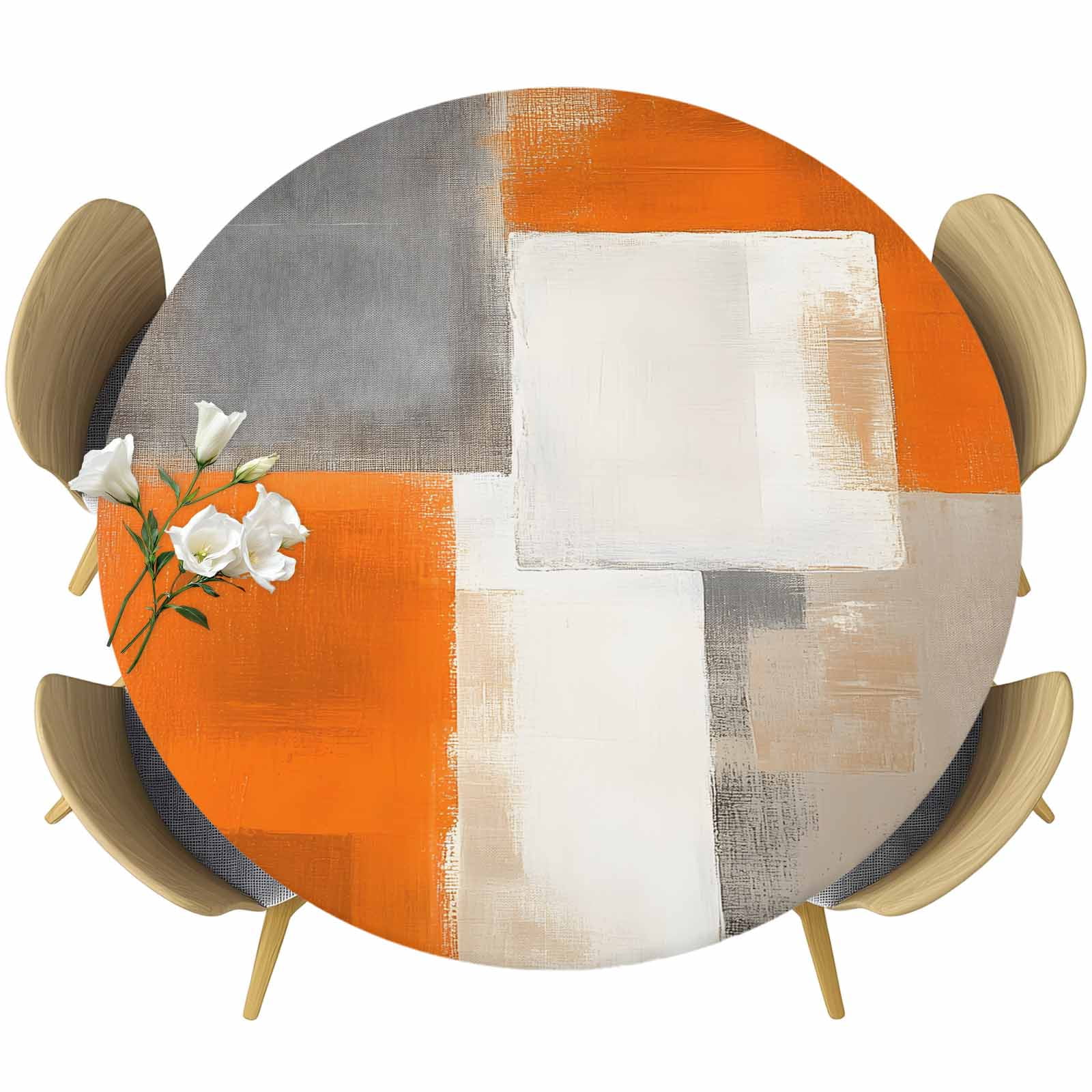 Burnt Orange Round Tablecloth 55-60 Inch Round Fitted Table Cloth with ...