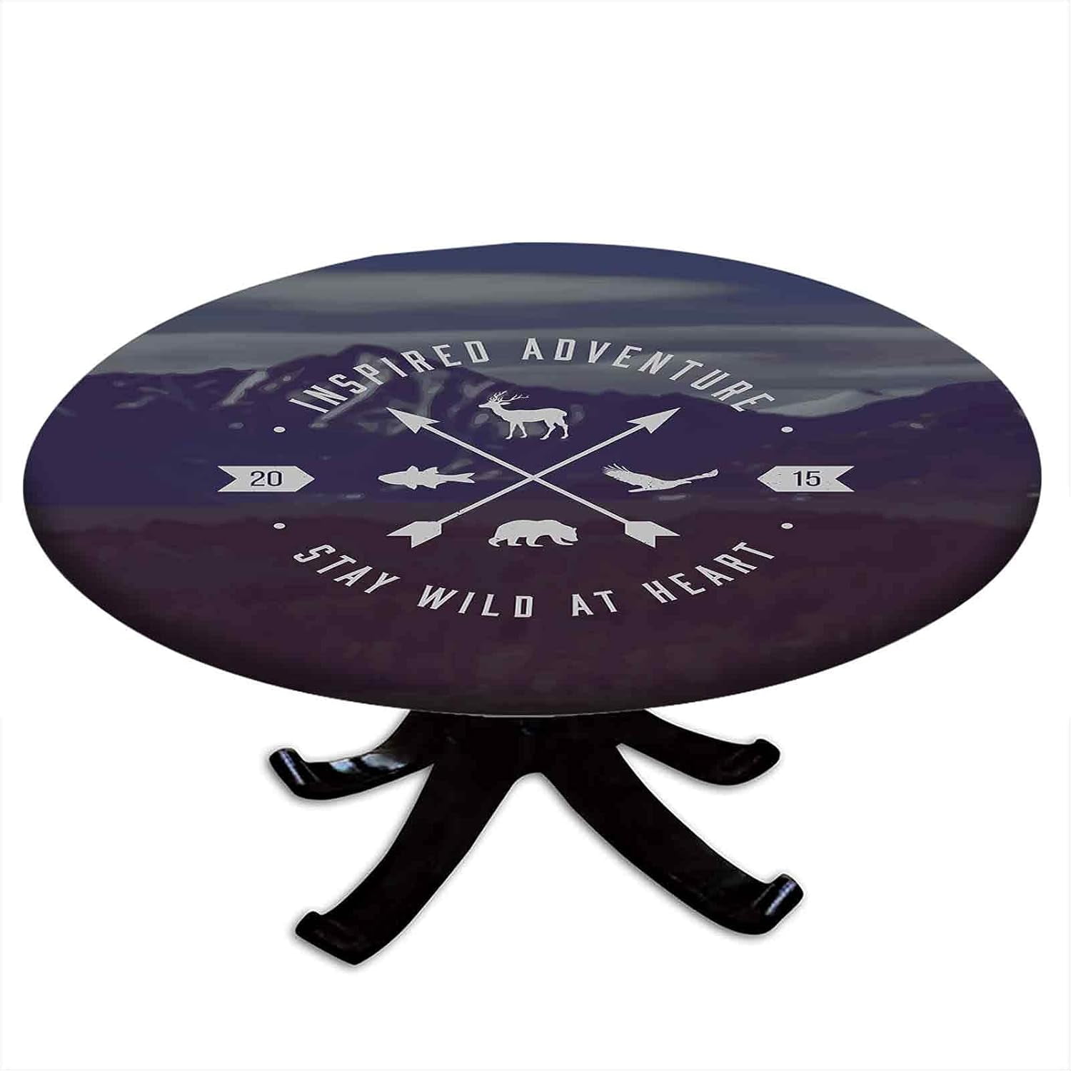 Burnt Orange Round Tablecloth with Elastic Edges, Rough Texture Close ...