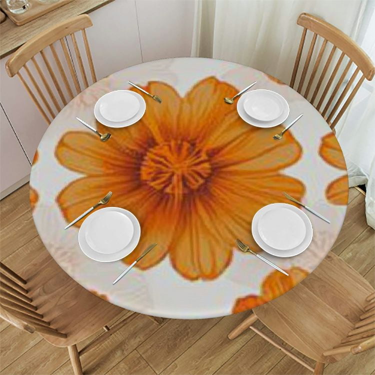 Burnt Orange Round Tablecloth with Elastic Edges,for Indoor Outdoor ...
