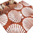 Burnt Orange Scallop Coastal Area Rug 8x10 Washable Rug Non Slip Summer ...