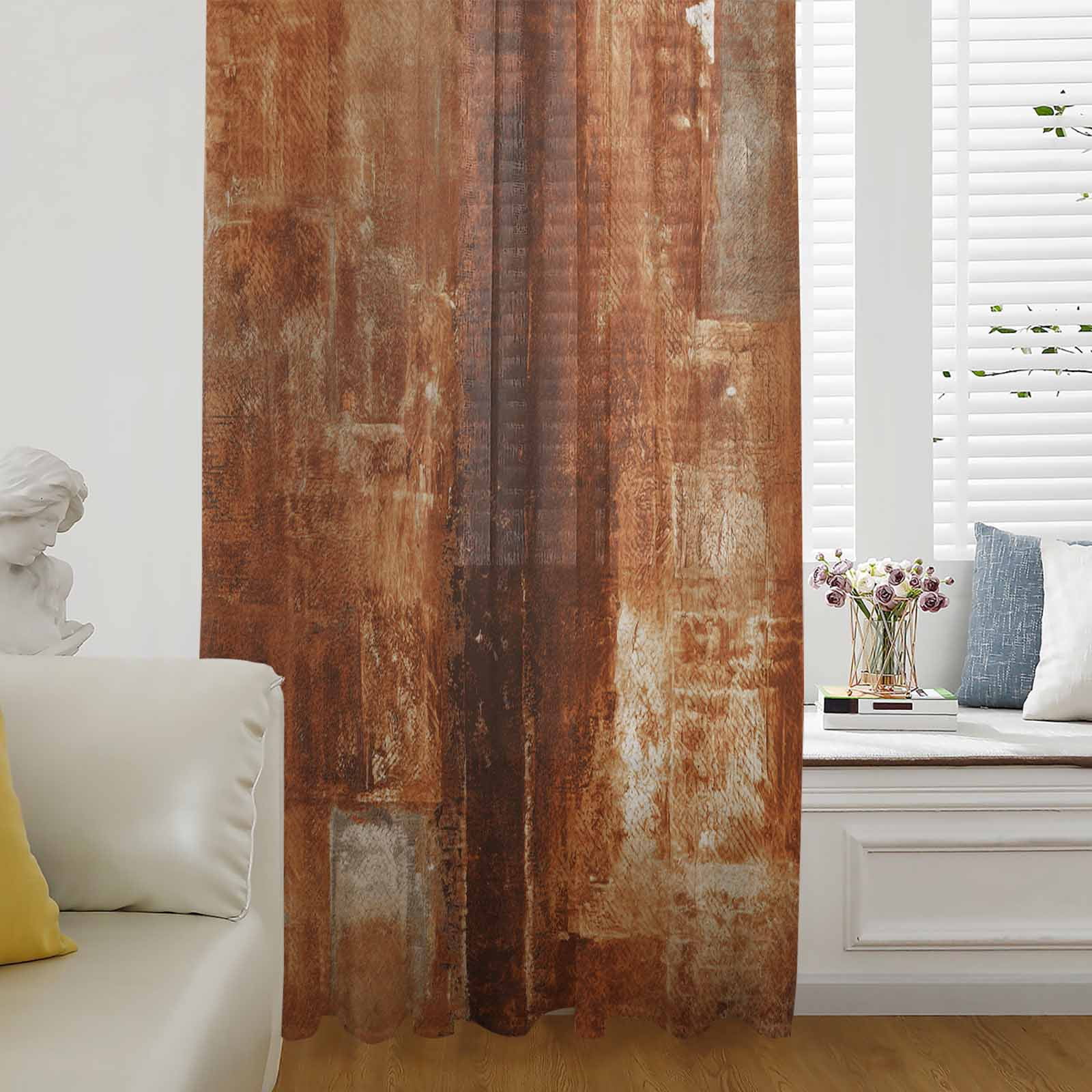 Burnt Orange Semi Sheer Curtains Drapes for Living Room,Bedroom,French ...