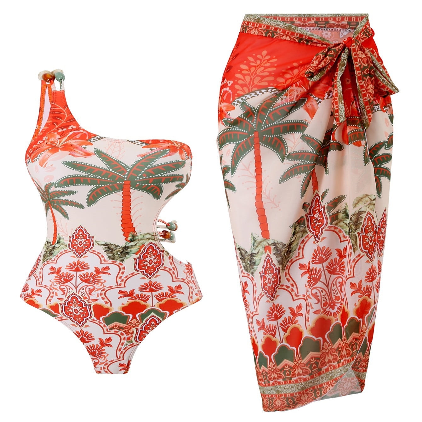 Burnt Orange Sets for Women Graphic Beach Matching Lounge Sexy Medieval ...