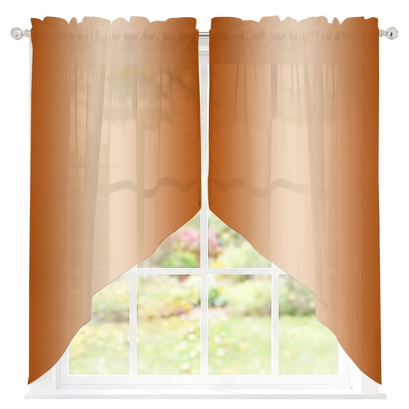 Burnt Orange Sheer Curtains Swag Valances for Windows Ombre Solid Color ...