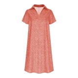 Burnt Orange Short Sleeve for Juniors Fall Summer V Neck Spandex Midi ...