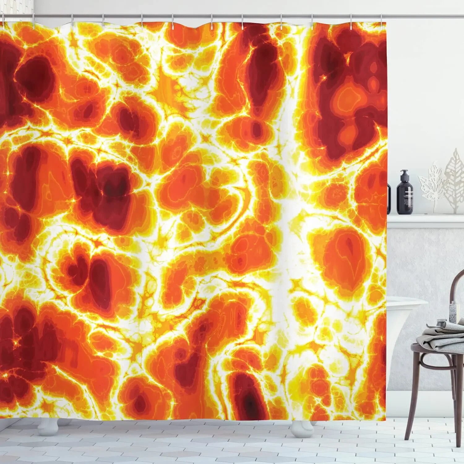 Burnt Orange Shower Curtain Hot Lava Texture Bursting Volcanic Heated ...