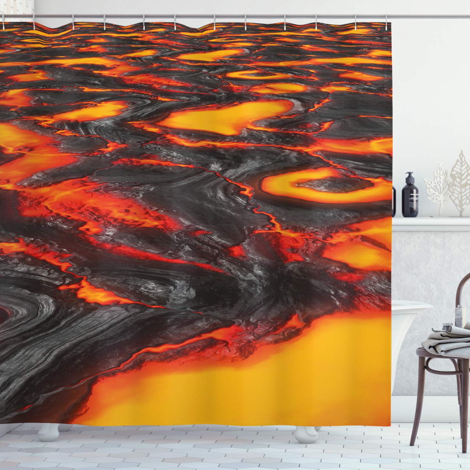 Burnt Orange Shower Curtain Hot Lava Texture Bursting Volcanic Heated ...