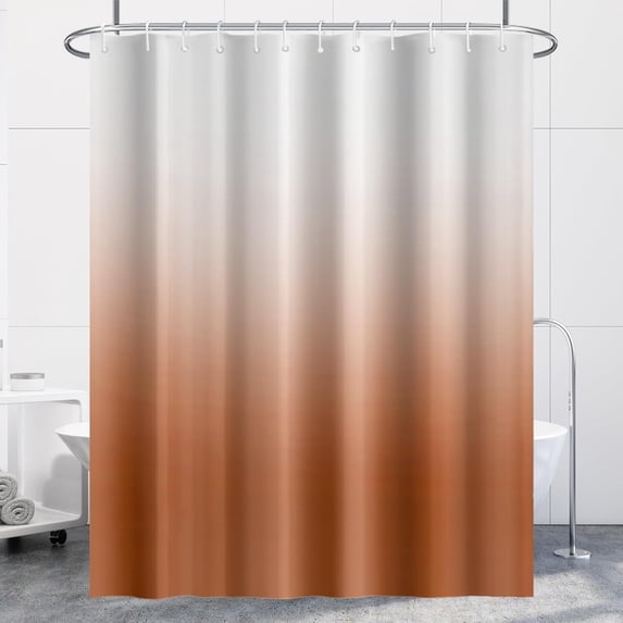 Burnt Orange Shower Curtain Set with Hooks Modern Ombre White Caramel ...