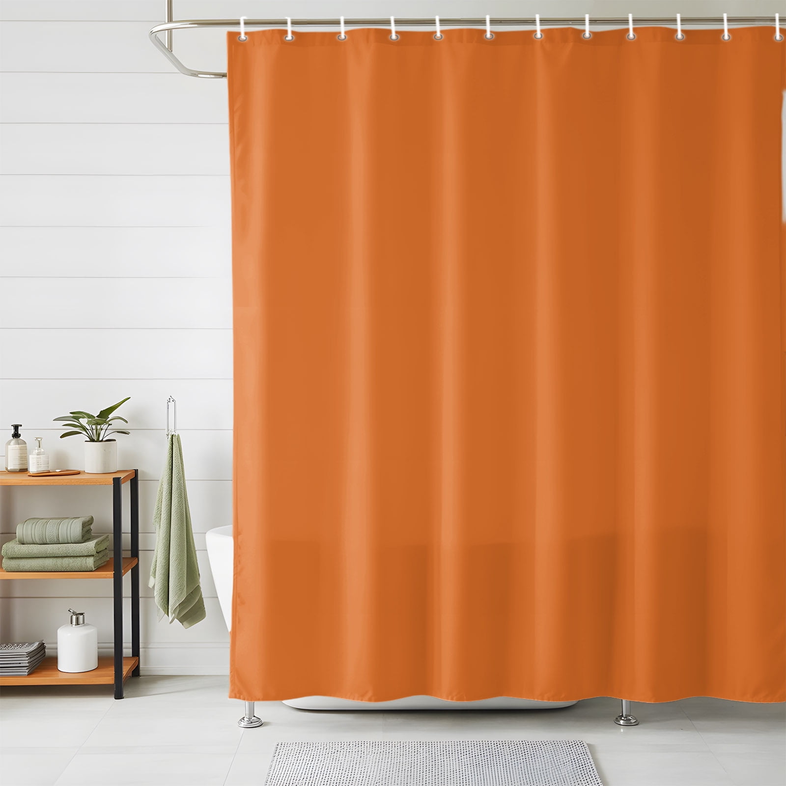 Burnt Orange Shower Curtains for Bathroom, Farmhouse Solid Orange Color ...
