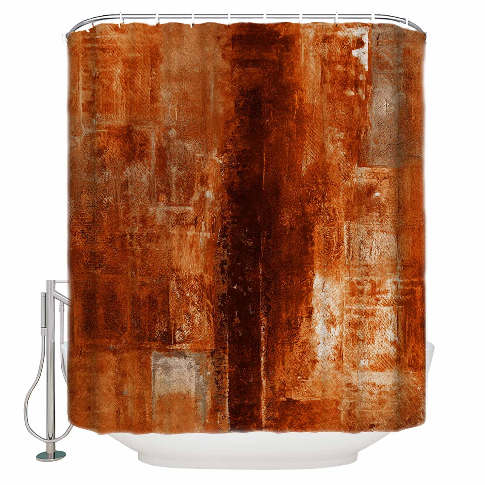 Burnt Orange Shower Curtains for Bathroom Waterproof Fabric Bath ...