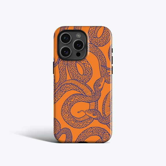 Burnt Orange Snakes Pattern Phone Case for iPhone 11-17 Pro Max ...