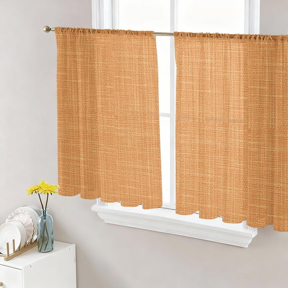 Burnt Orange Solid Sheer Curtains for Living Room Bedroom, Minimalist ...