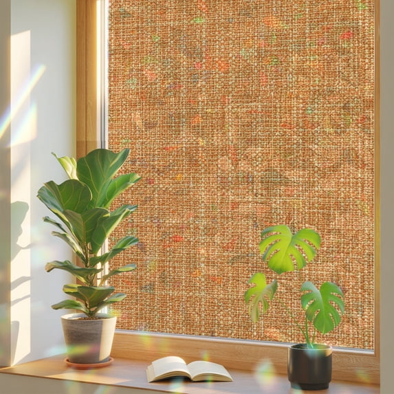 Burnt Orange Solid Window Privacy Film, Minimalist Cloth Sunset Orange ...