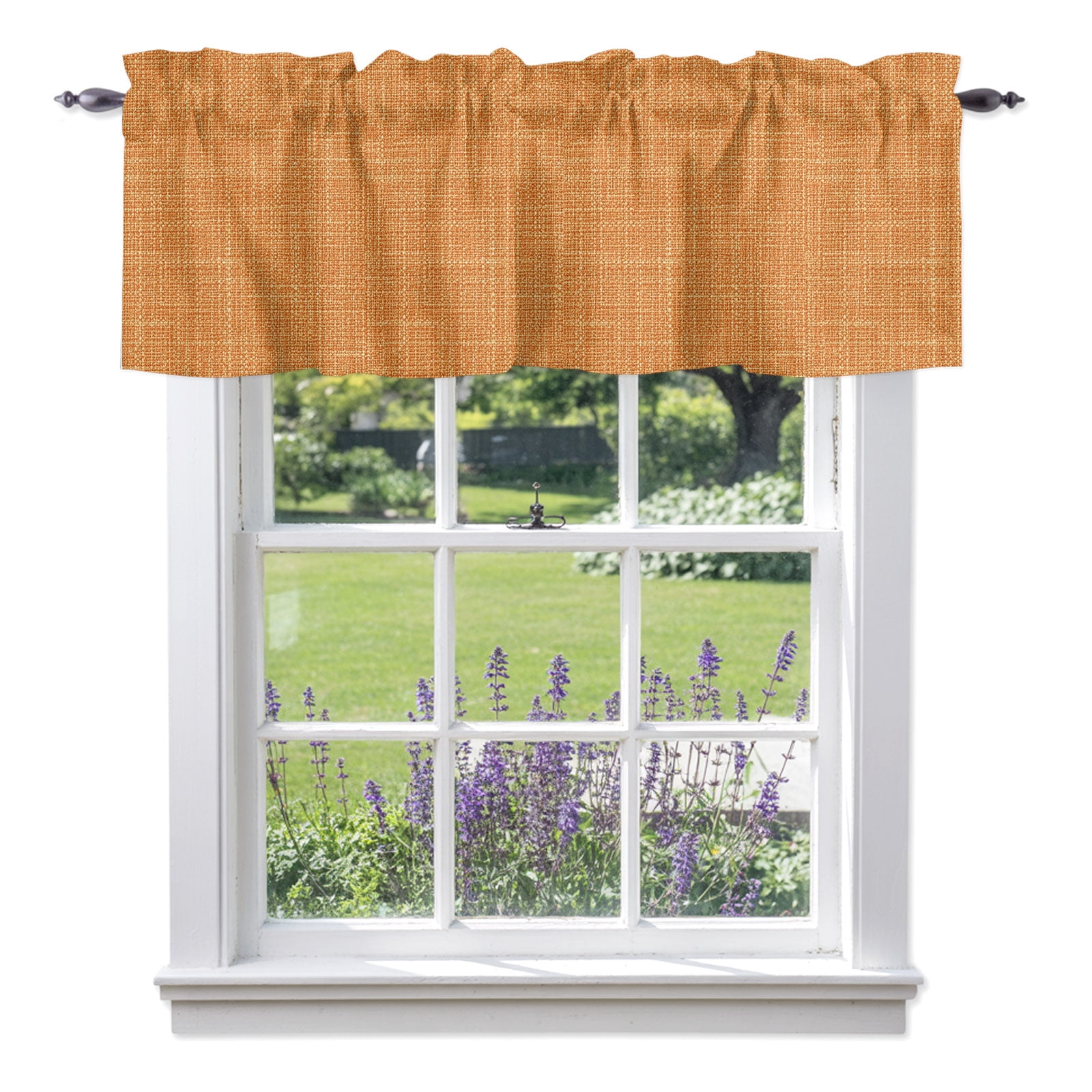 Burnt Orange Solid Window Valance for Kitchen, Minimalist Cloth Sunset ...