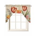 Burnt Orange Spring Floral Kitchen Swag Valance for Window,Rod Pocket ...