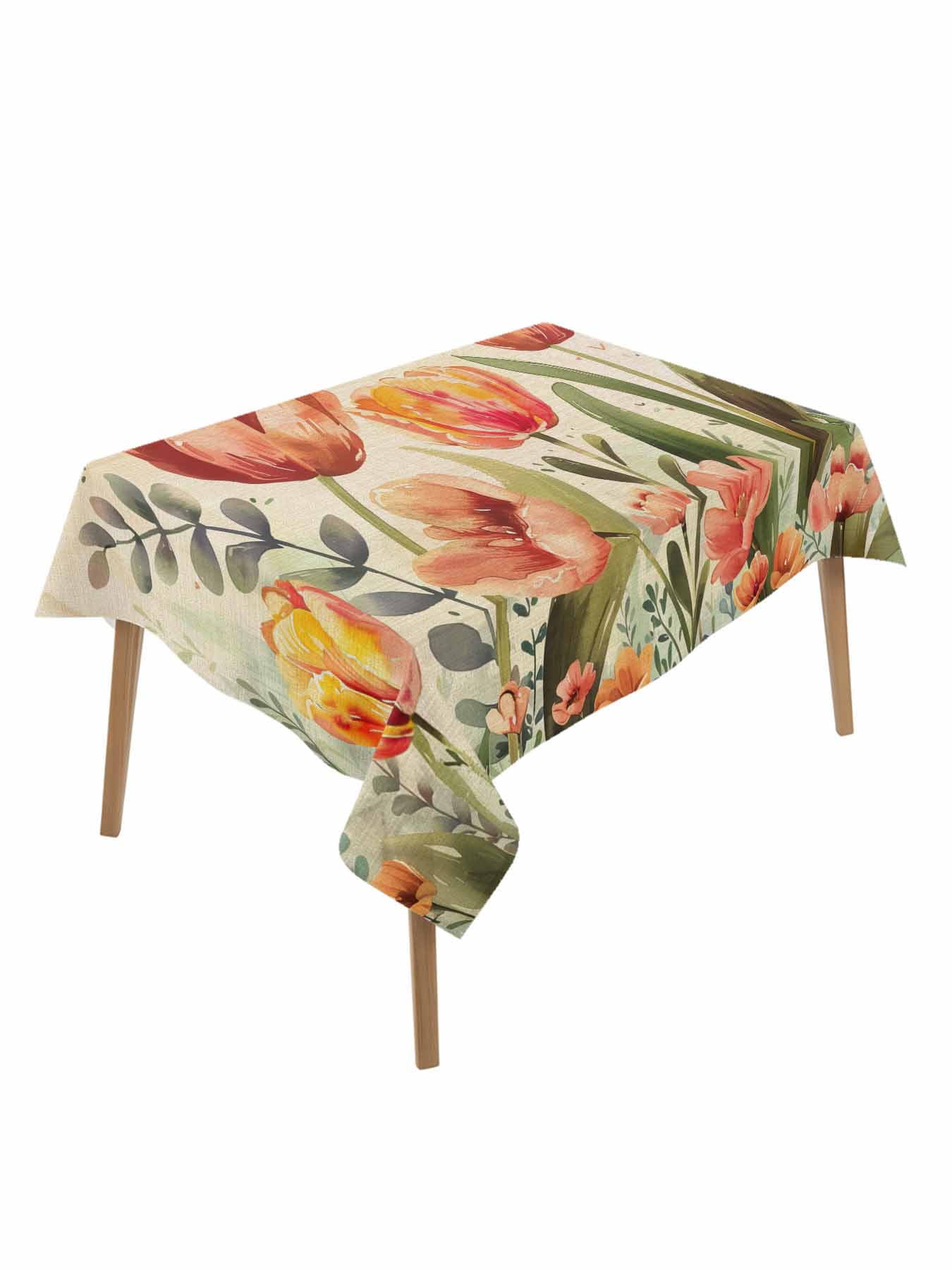 Burnt Orange Spring Floral Table Cloth, Summer Botanical Tulip Vintage ...