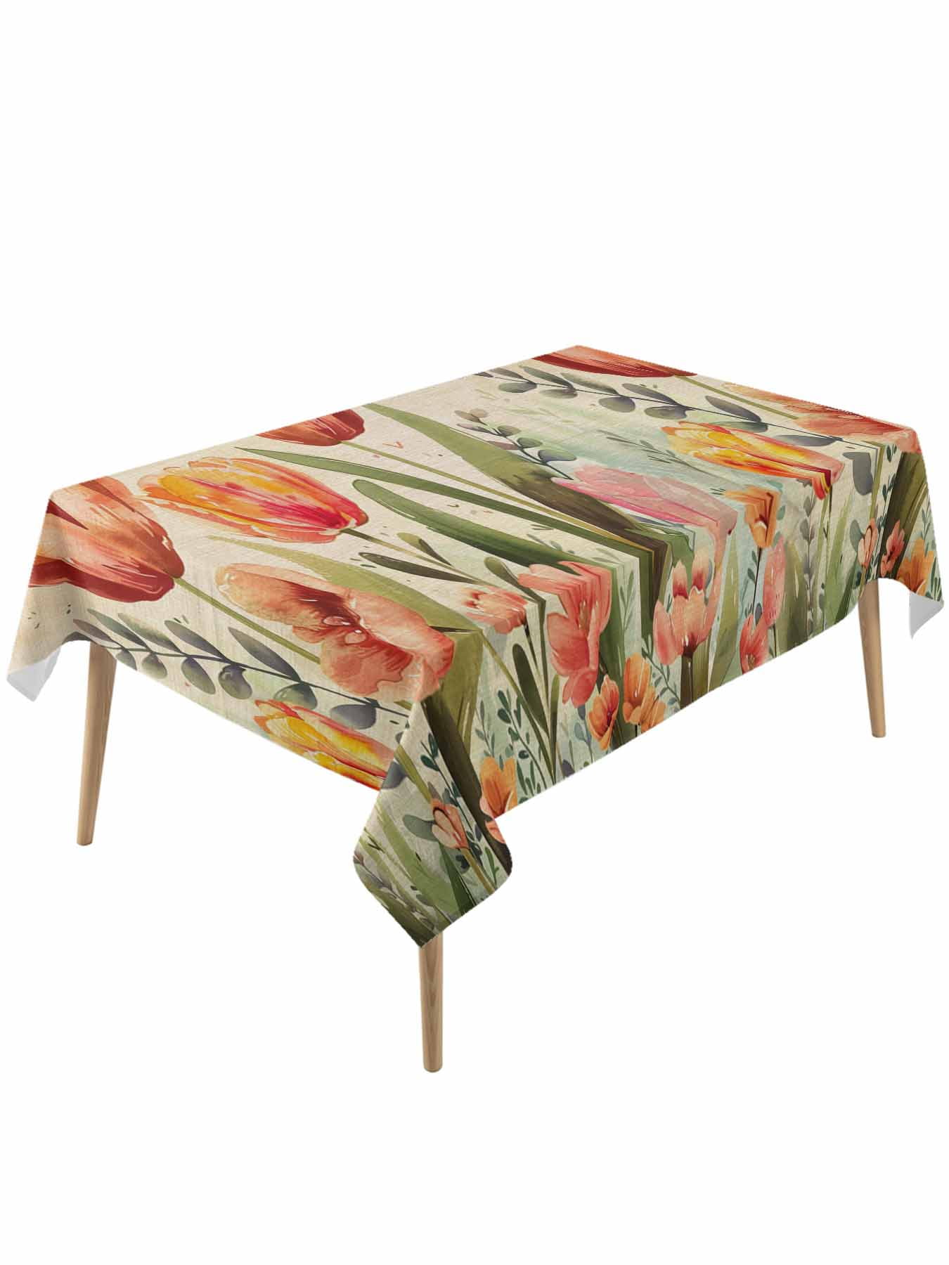 Burnt Orange Spring Floral Table Cloth, Summer Botanical Tulip Vintage ...