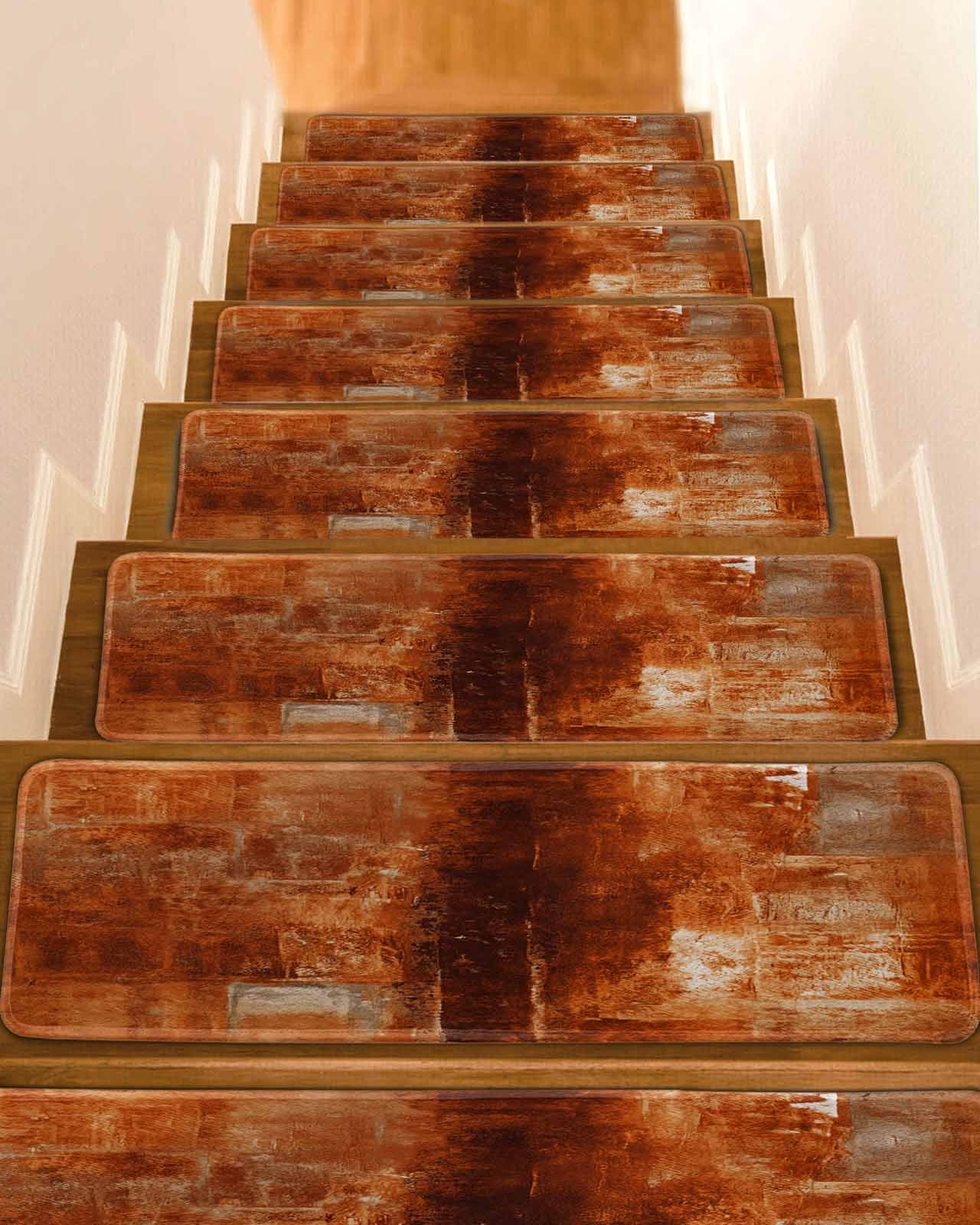 Burnt Orange Stair Treads for Wooden Steps Indoor Runner Rug Carpet ...