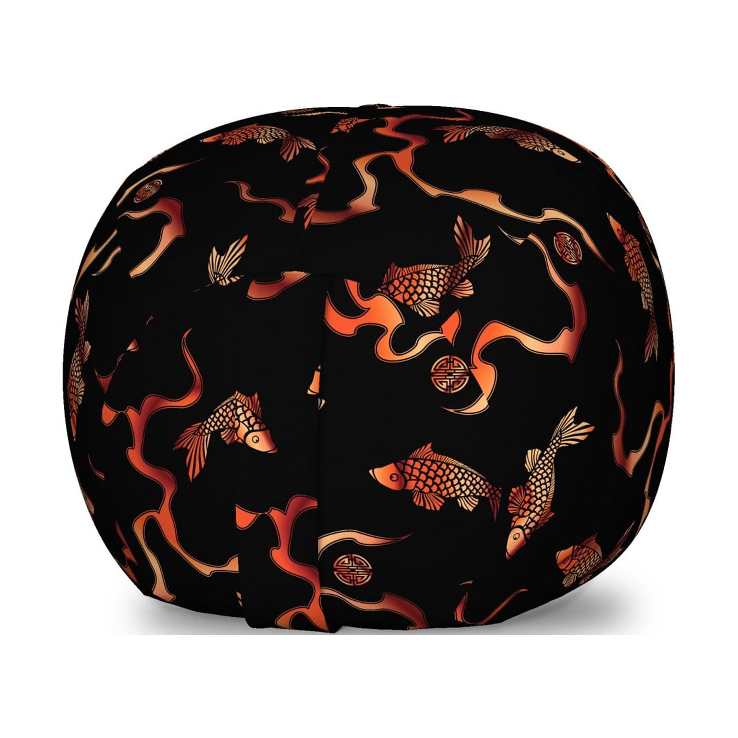 Burnt Orange Storage Toy Bag Chair, Ethnic Themed Fish and Underwater ...